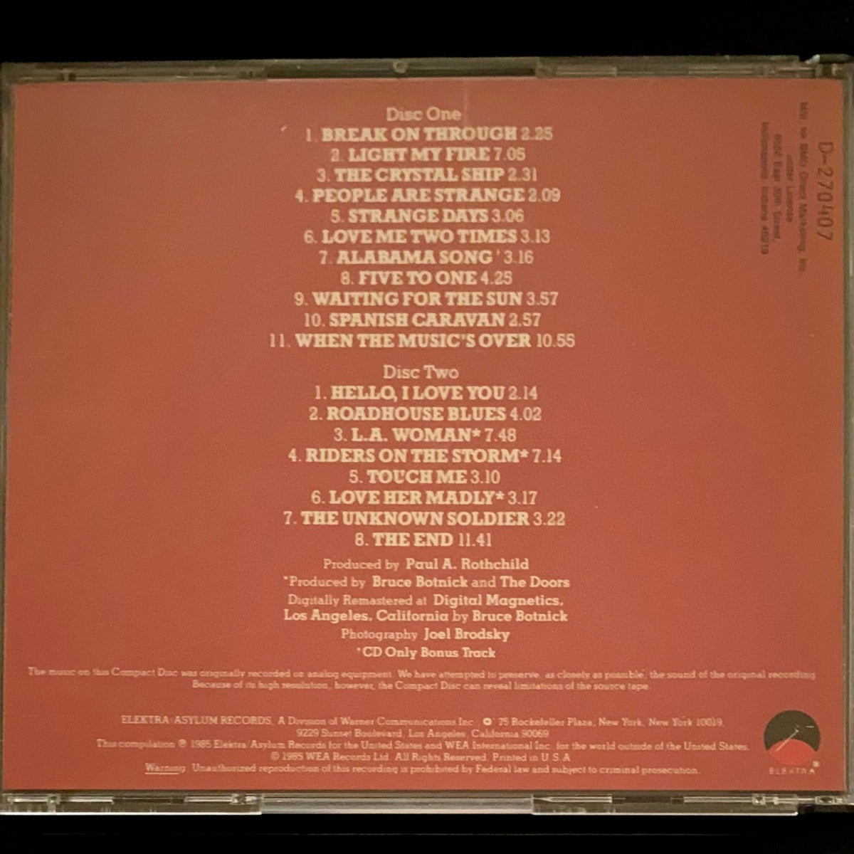 The Doors "The Best of The Doors" CD – The Band Wagon USA